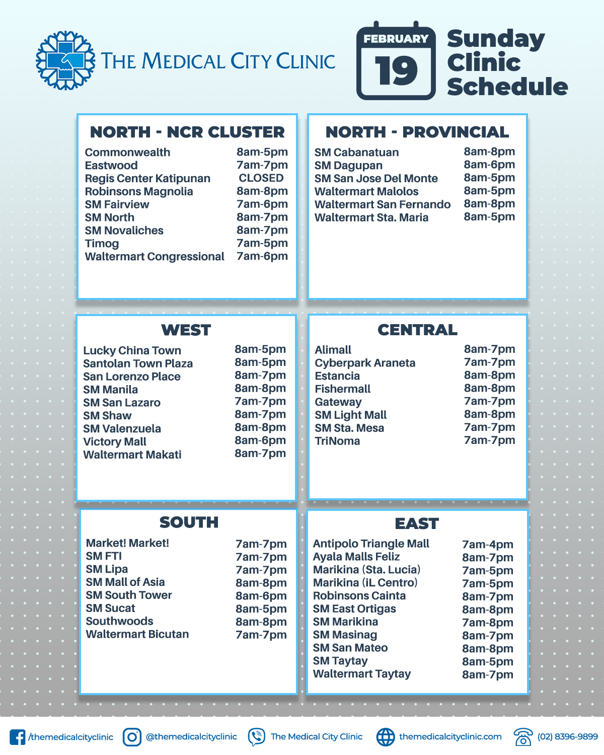 Clinic Schedule - The Medical City Clinic